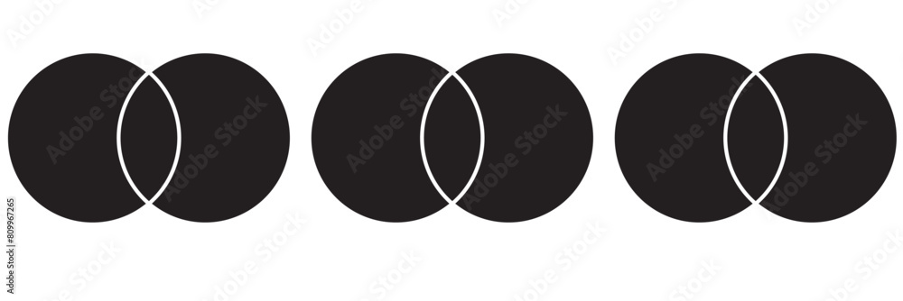 Venn diagram three overlapping circles chart line and solid. Business ...