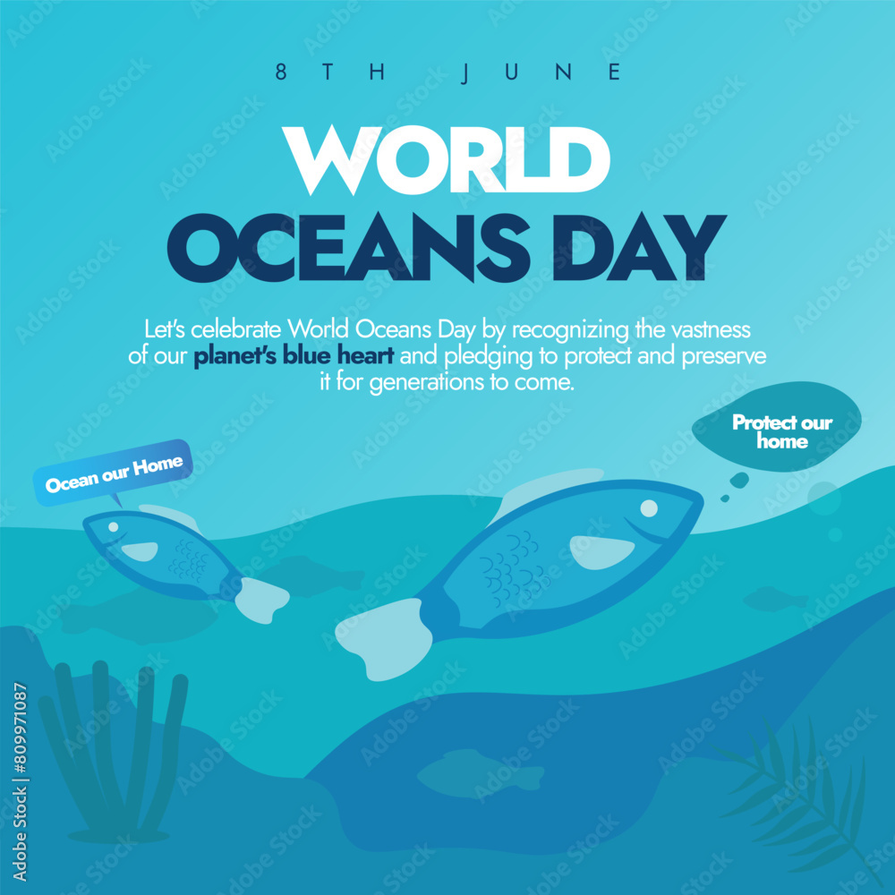 World oceans day. 8th June Stunning World Oceans Day banner design ...