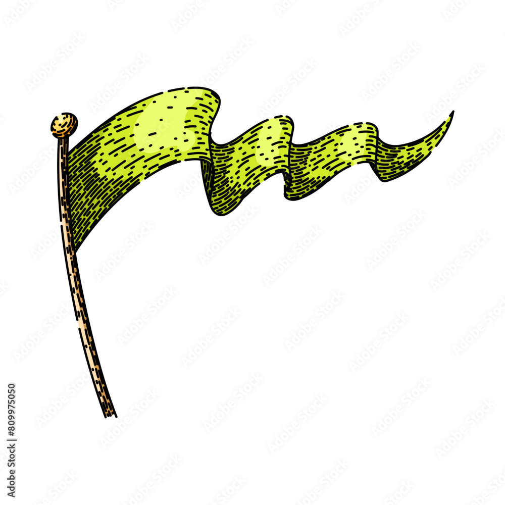 symbol flag waving hand drawn. mockup pennant, shape isolated, black ...