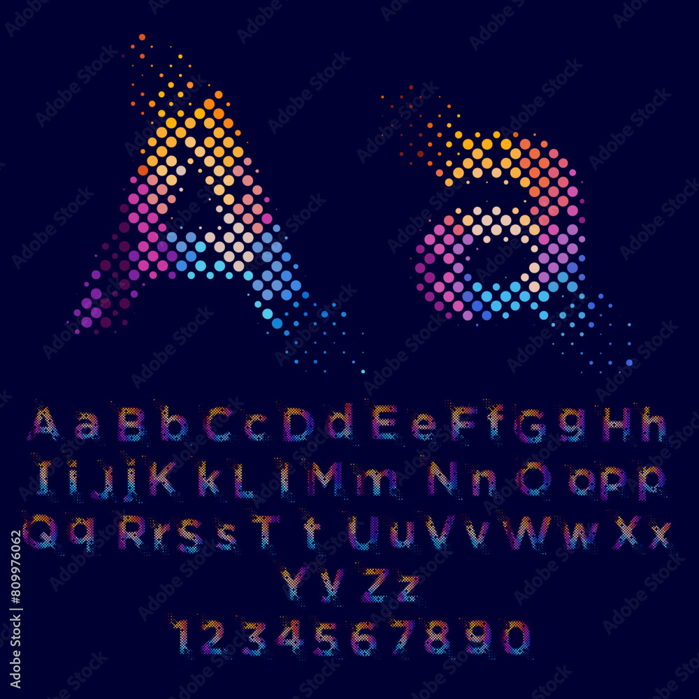 atoz dottedSet of letters made of colored dots or filled with circles ...