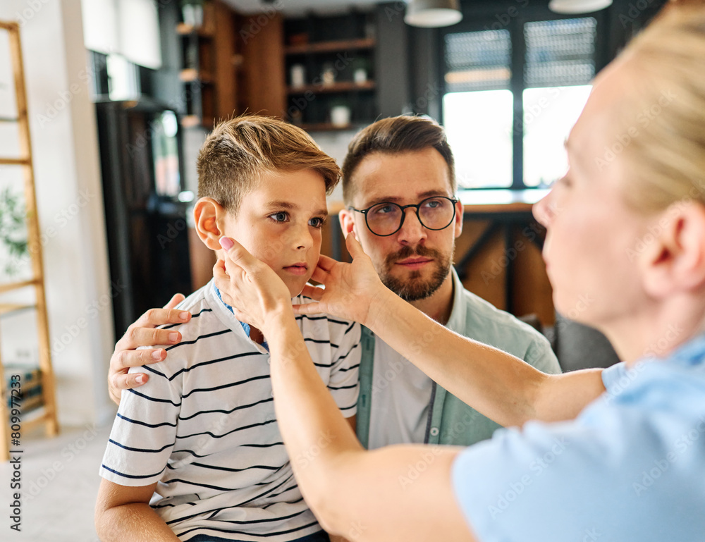 child father doctor boy patient family hospital care medicine man sick ...