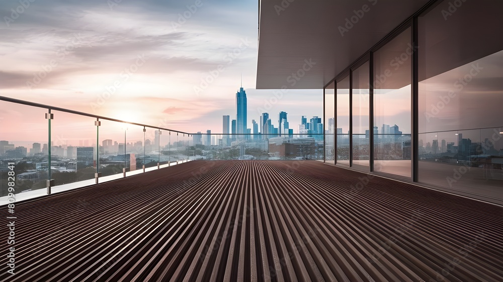 Contemporary architecture appartment balcony view with exotic wood ...