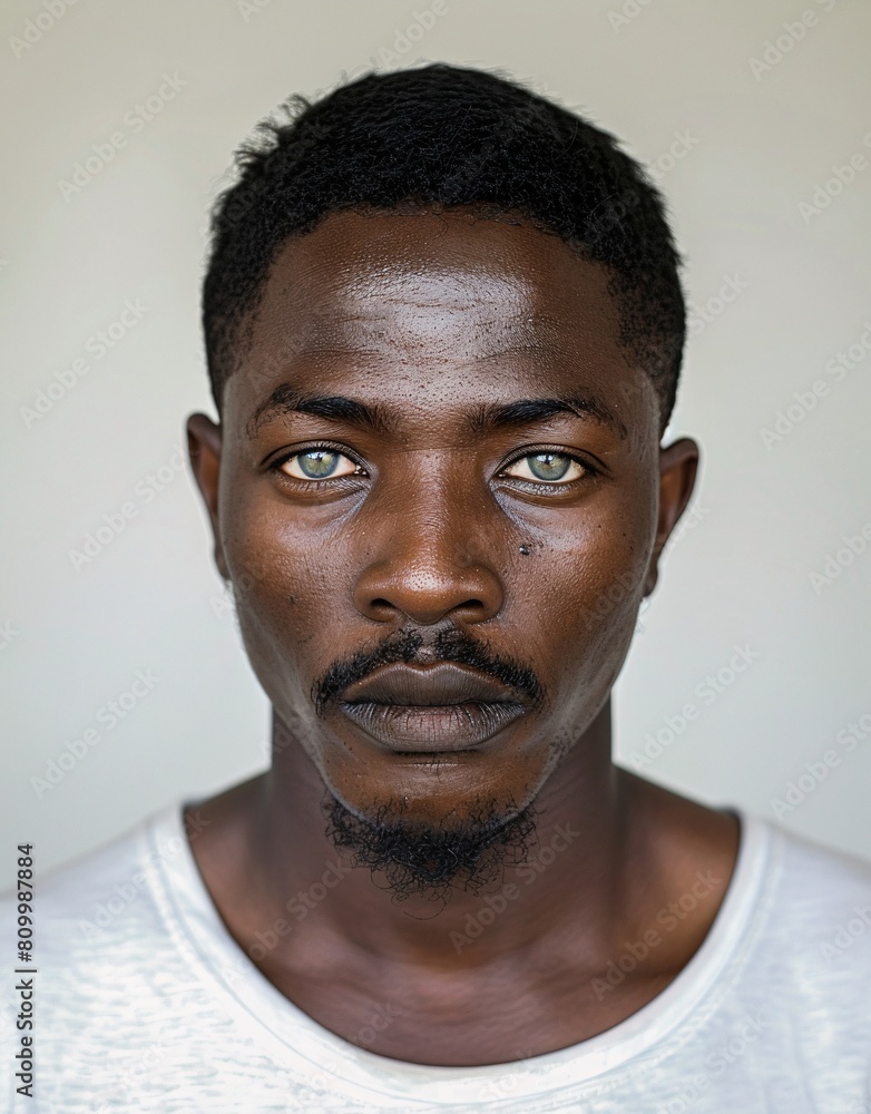 ID Photo for Passport : African young adult man with straight short ...