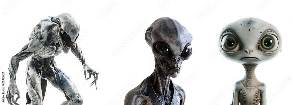 Variety Set of Gray Alien Models: Baby Alien and Aggressive Alien ...