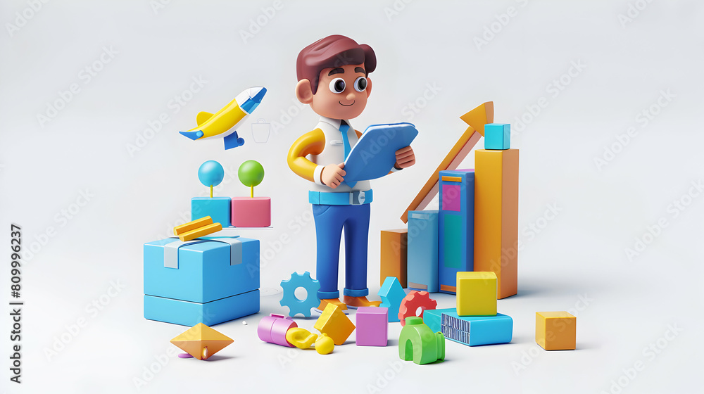 3D cute icon as Risk Assessment Officer Analyzing Data concept as A ...