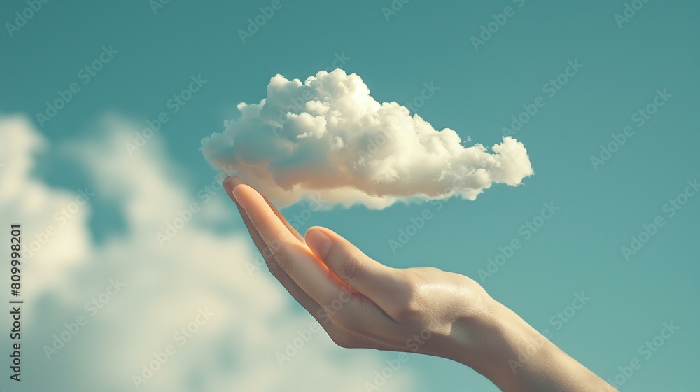 Be on Cloud nine concept, hand reaching sky touch fluffy white cloud ... Be on Cloud nine concept, hand reaching sky touch fluffy white cloud ...