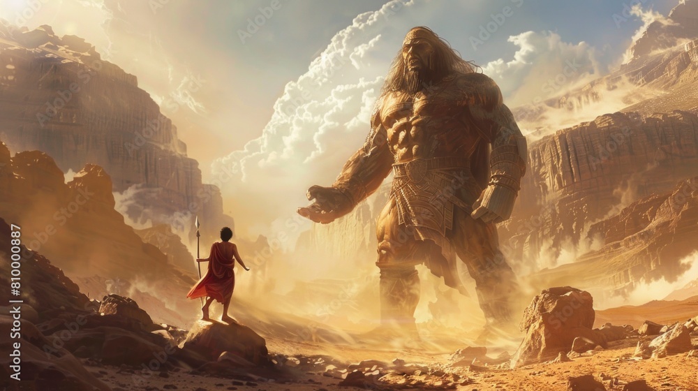 David facing Goliath on the field in high resolution and high quality ...