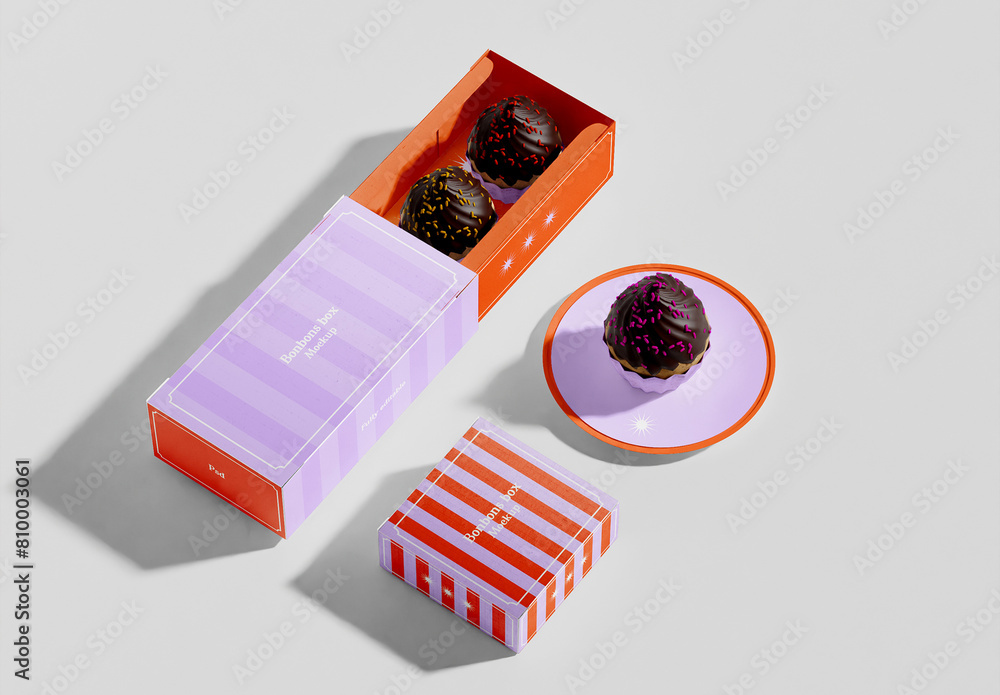 Pastry Boxes Packaging Mockup Stock Template | Adobe Stock