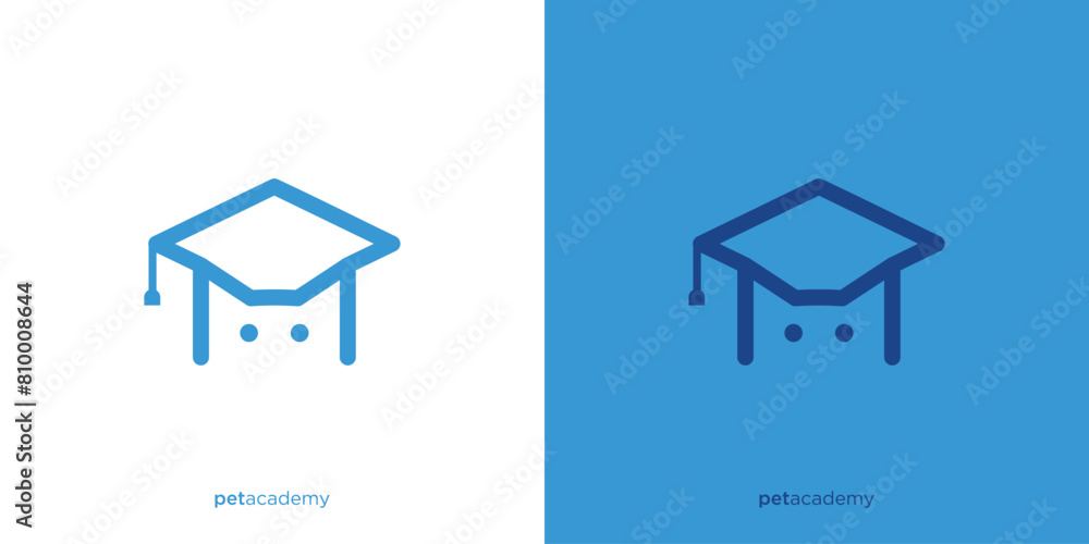 Abstract Cat wearing Graduation Cap Logo. Smart Pets, Pet School Logo ...