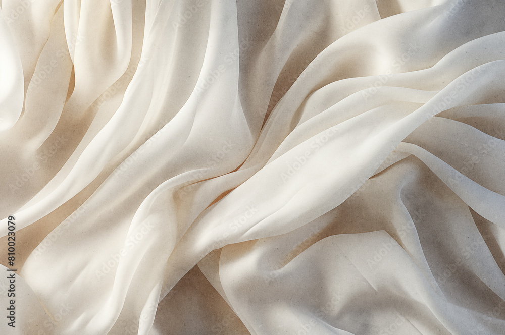 fondo blanco lujoso, la tela se extiende en ondas suaves. gasa ...