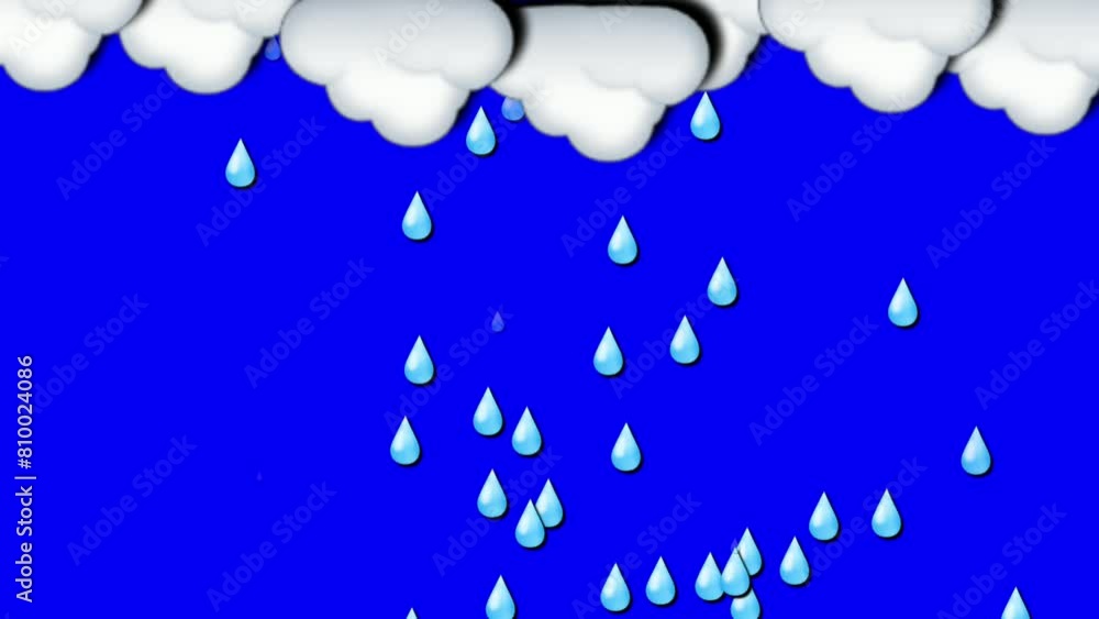 Animation Background of heavy rain falling with clouds. Animation of ...