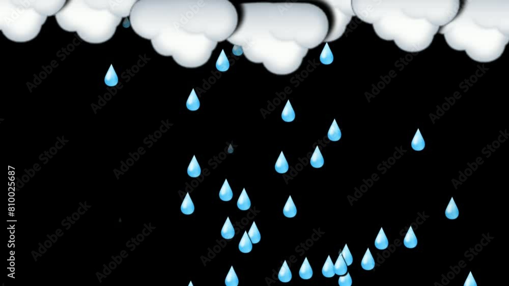 Animation Background of heavy rain falling with clouds. Animation of ...