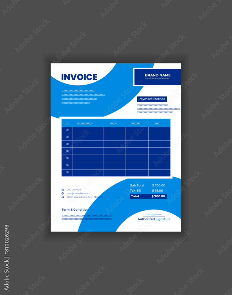 Stylish Minimal Corporate Business Invoice Design Template and Bill ...