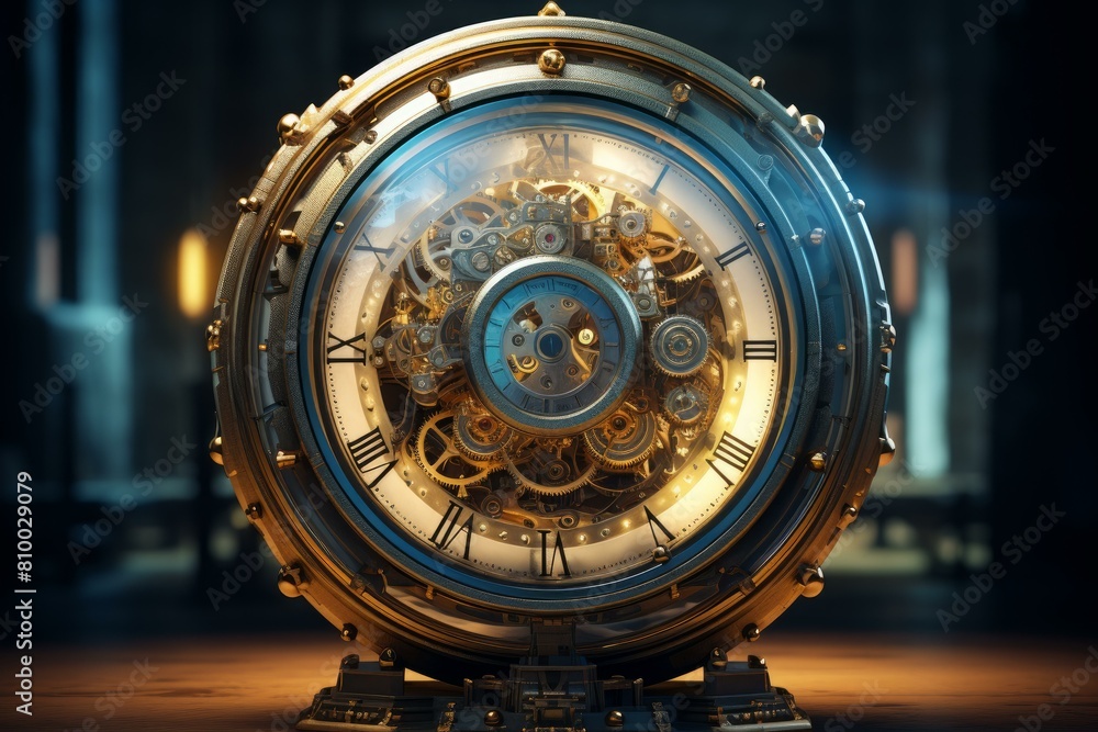 Mechanical Time machine old. Future gold machine. Generate Ai Stock ...