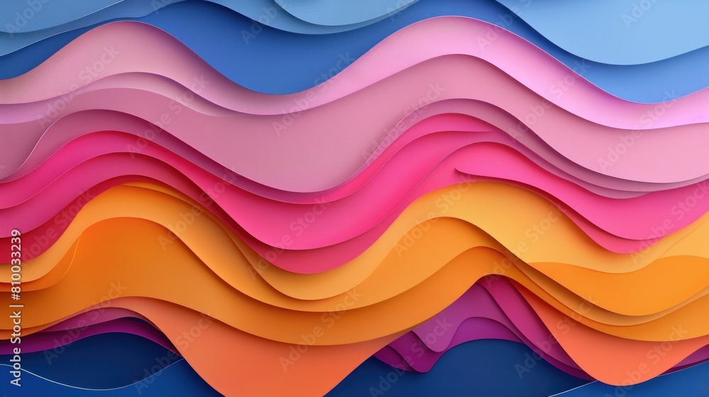Multi layers color texture 3D papercut layers in gradient vector banner ...