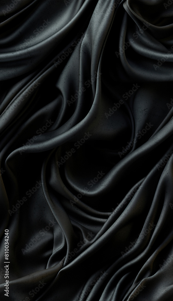 Fondo negro lujoso, el tejido se extiende en suaves ondas. Gasa, satén ...