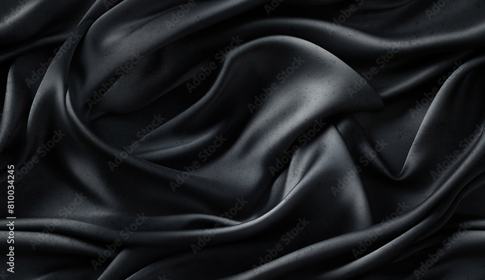 Fondo negro lujoso, el tejido se extiende en suaves ondas. Gasa, satén ...