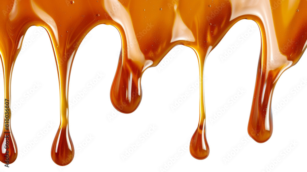 Dripping Melted caramel sauce drops isolated on white background , png ...