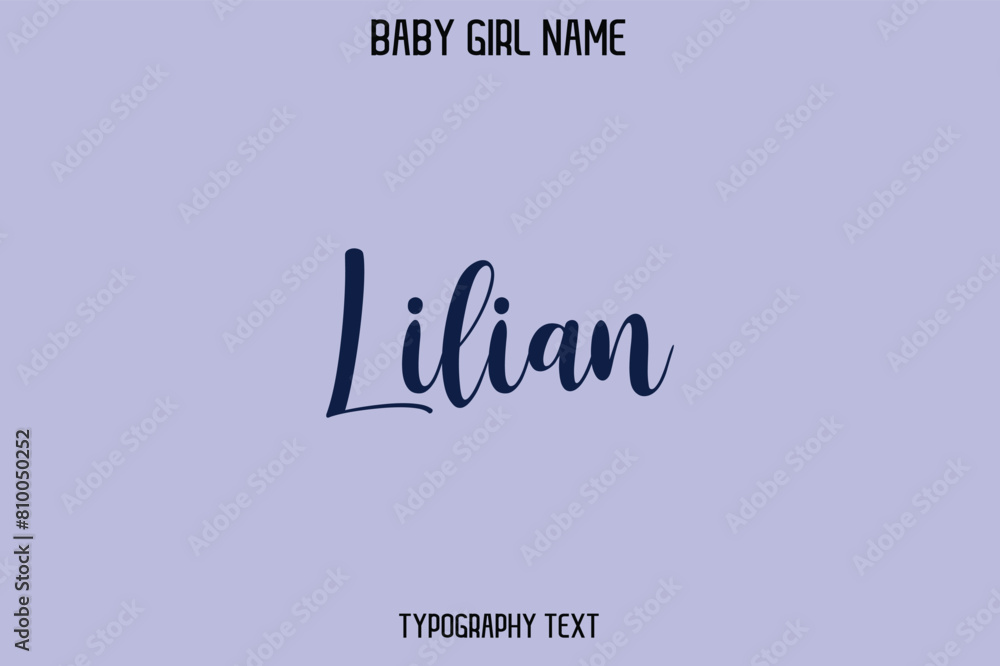 Lilian Woman's Name Cursive Hand Drawn Lettering Vector Typography Text ...