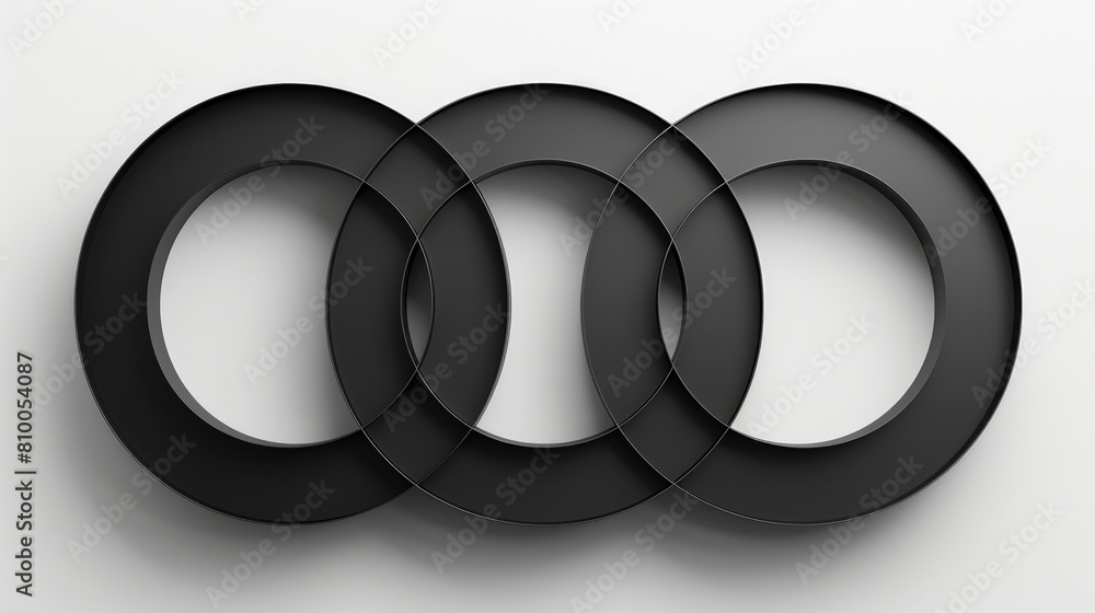 Black Negative Space Circle Icon with Overlapping Circles: Modern Badge ...