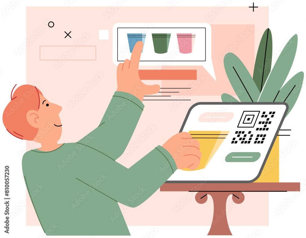 Cashless payment. Vector illustration. Contactless payment and ...