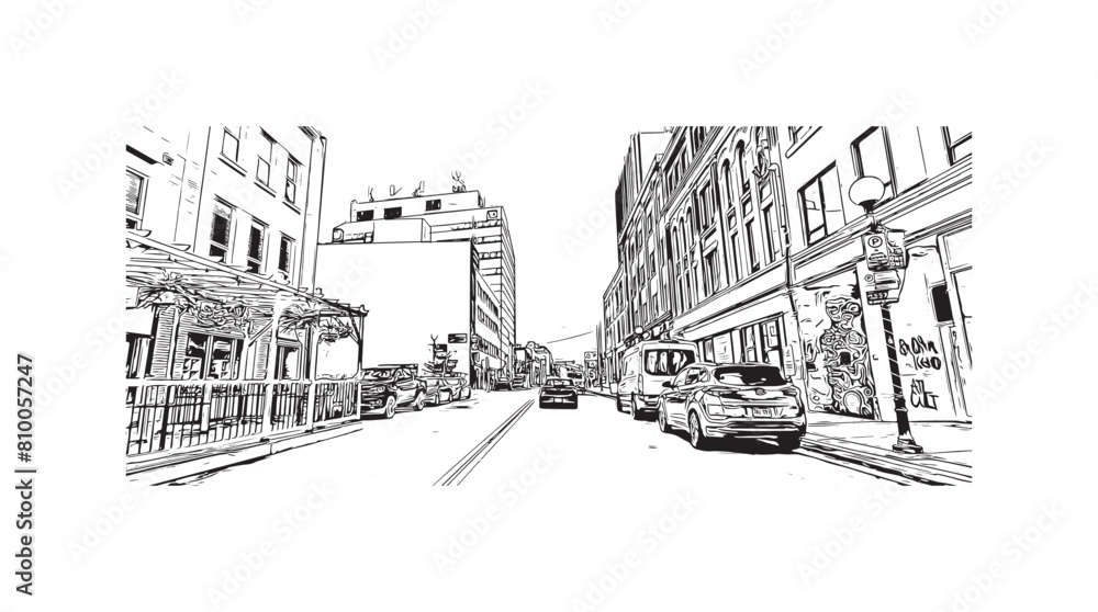 Print Building view with landmark of St. John's is the capital and ...