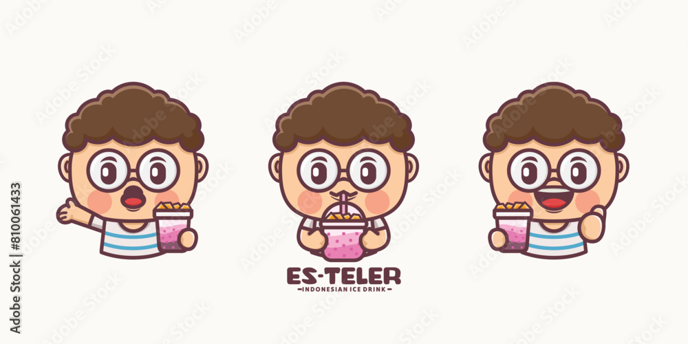 cute mascot with es teler indonesian traditional drink, vector cartoon ...