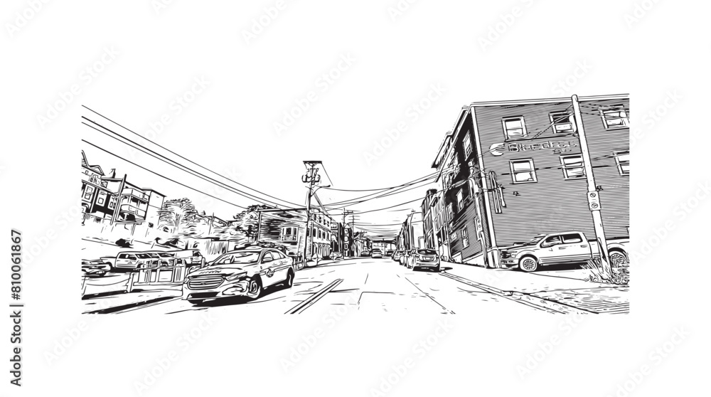 Print Building view with landmark of St. John's is the capital and ...