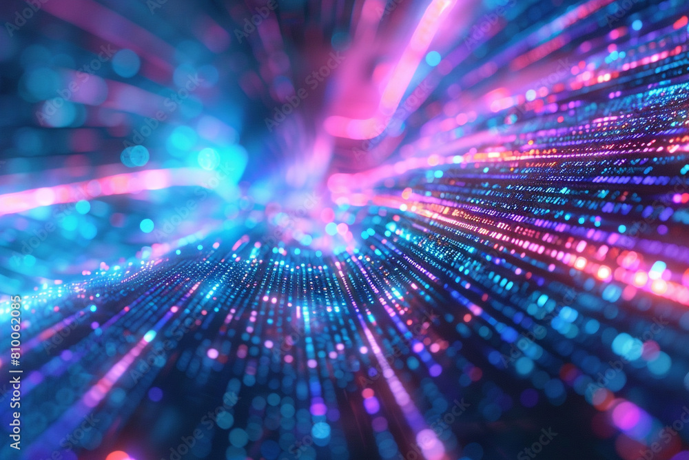 A dynamic visualization of a futuristic matrix, with pixelated data ...