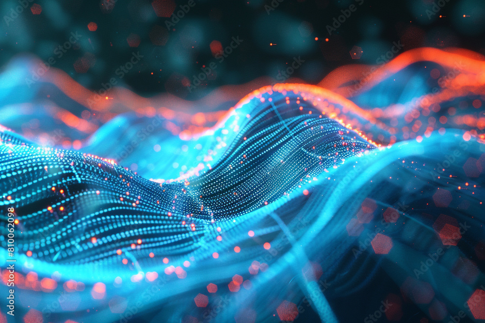 A dynamic visualization of a futuristic matrix, with pixelated data ...