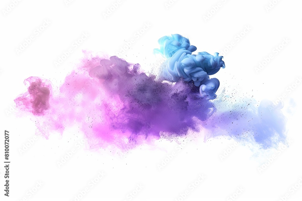 colorful flash of gunpowder smoke. Particles of colored liquid ink in ...