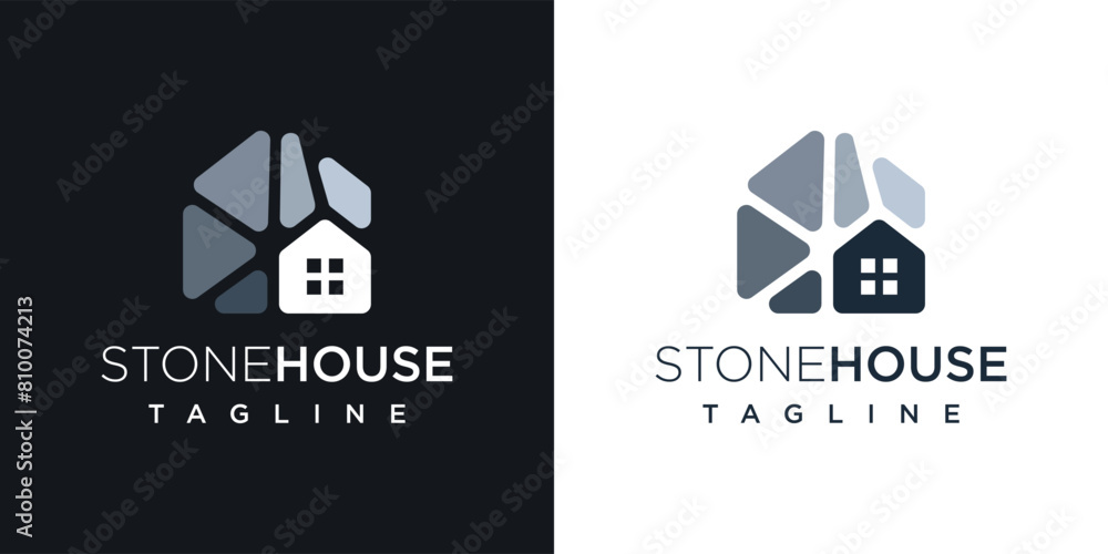 stone house logo vector icon illustration. brick or stone house logo ...
