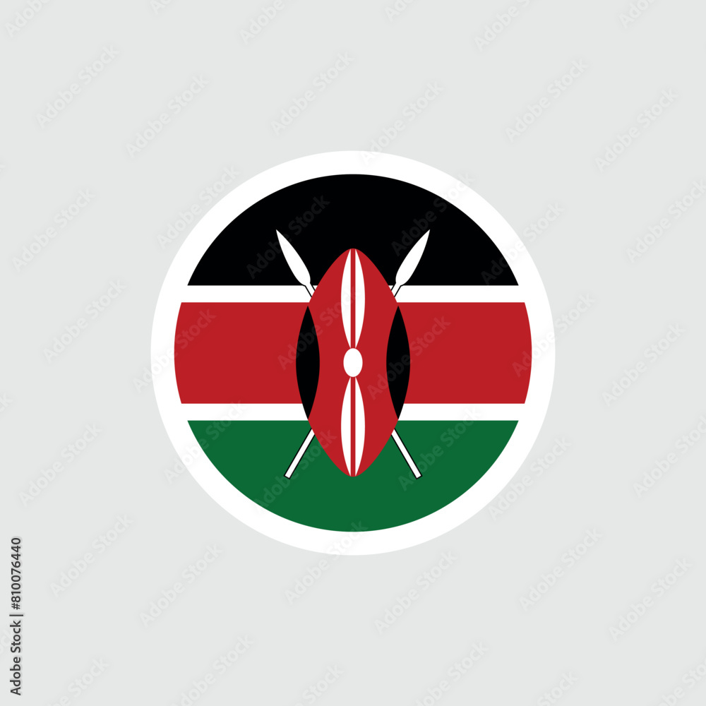 Vetor de Flag of Kenya. Kenyan flag with shield and spears. State ...