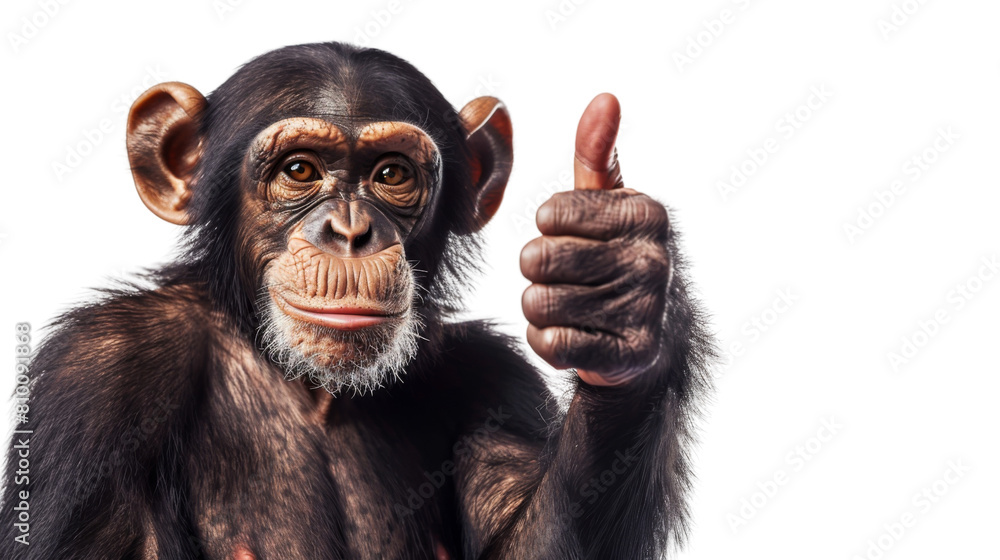 A monkey giving a thumbs up isolated on white background, png ...