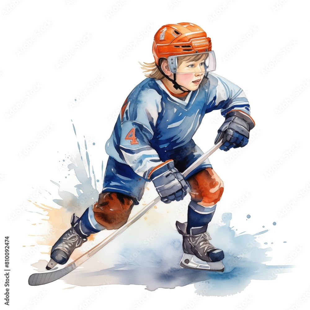 Children hockey. Hockey sport clipart. Watercolor illustration ...
