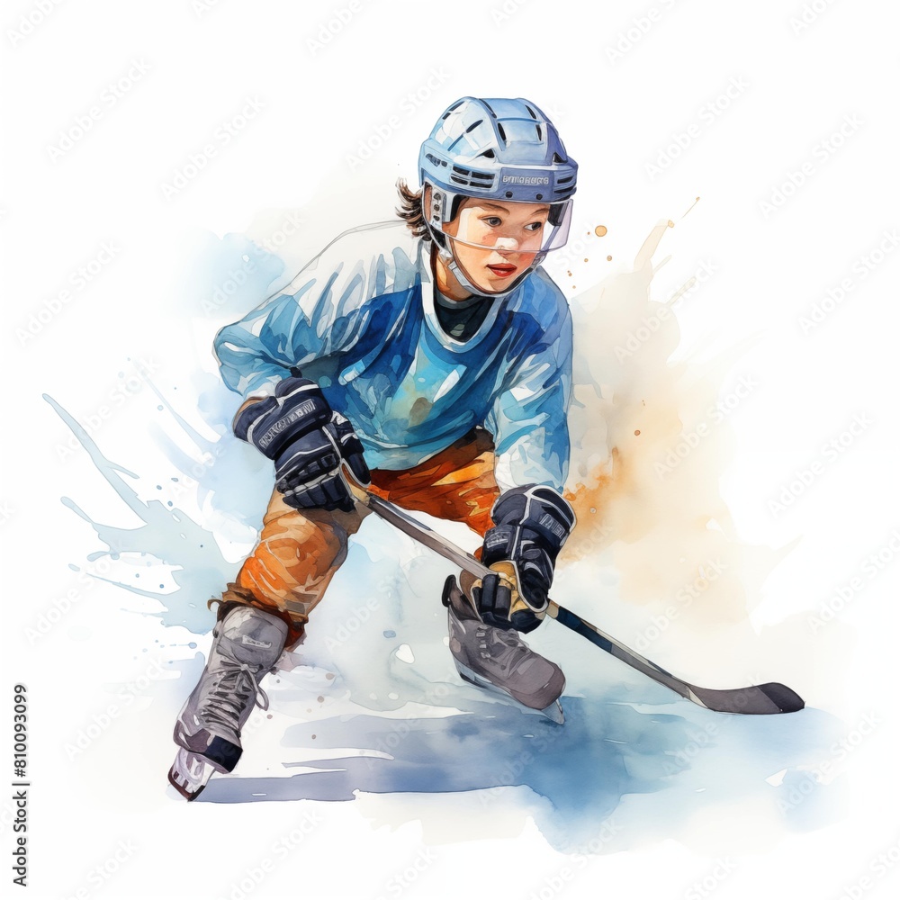 Children hockey. Hockey sport clipart. Watercolor illustration ...