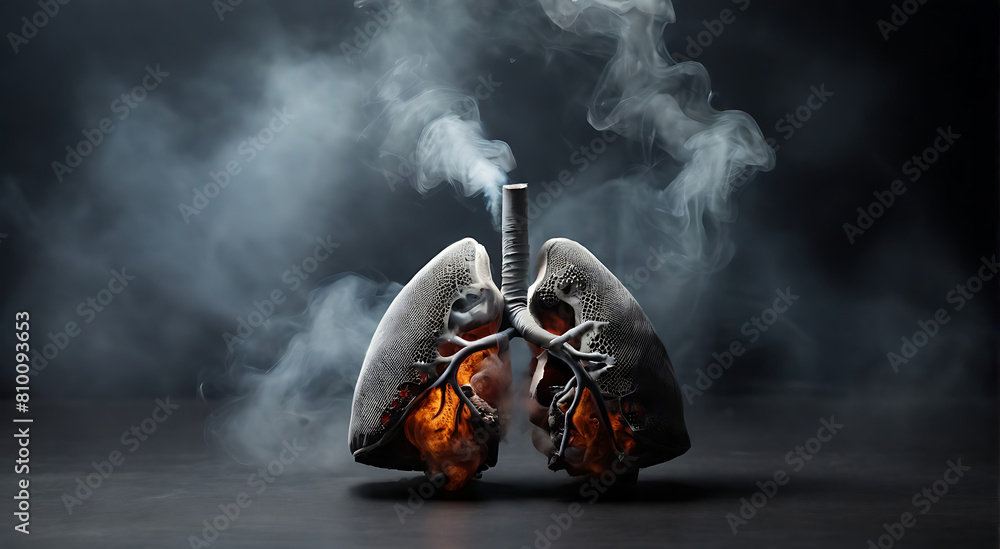 Abstract monochromatic image of Unhealthy sick lungs in poor air ...
