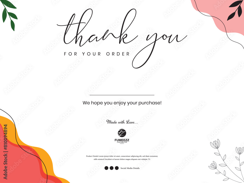 Thank you card .Thank you for your order Compliment card with text ...