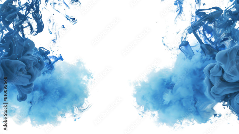 A blue smoke explosion border isolated on white background, png ...