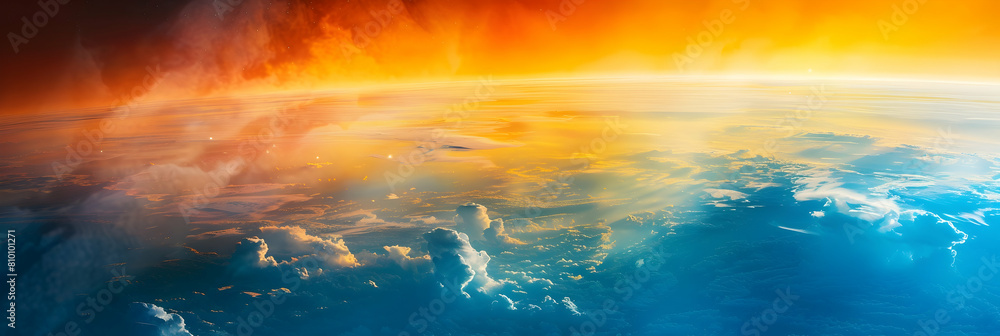 Sunlight diffusing through the layered gases of the exosphere, creating ...