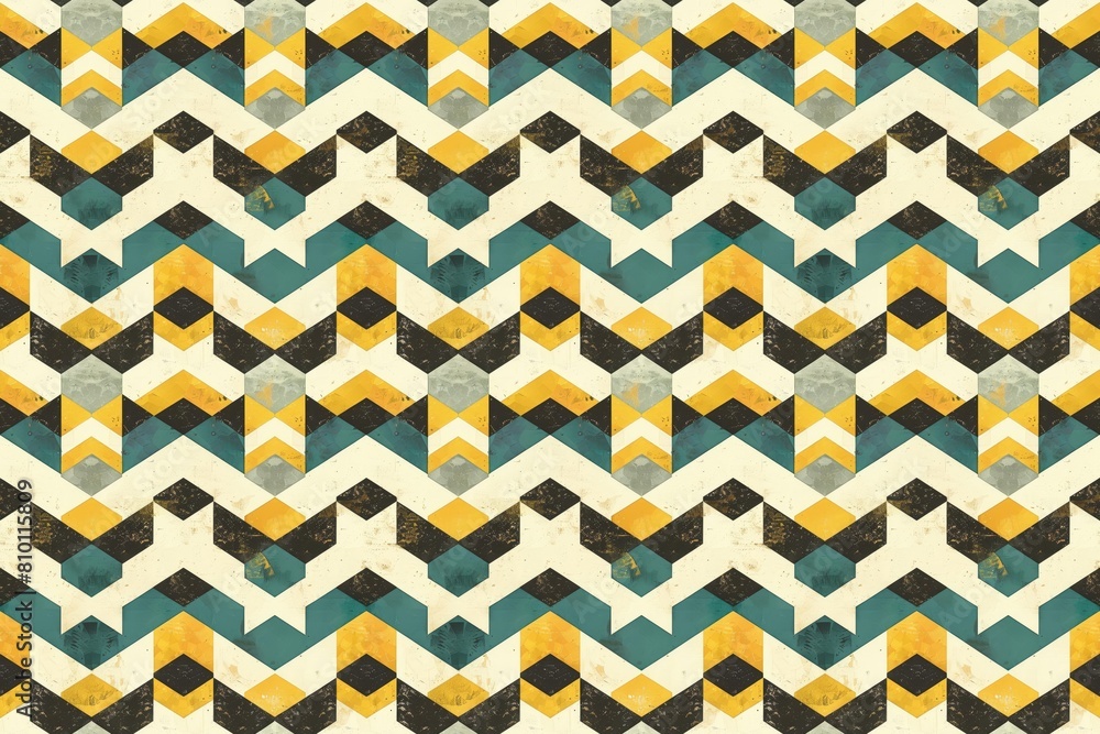 Vintage geometric pattern with a retro color palette in a seamless ...
