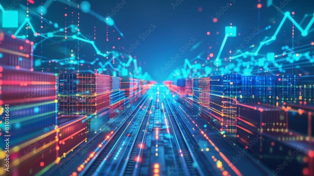 Abstract Visualization Of Ai Algorithms Detecting And Mitigating Supply Chain Cyber Risks Stock