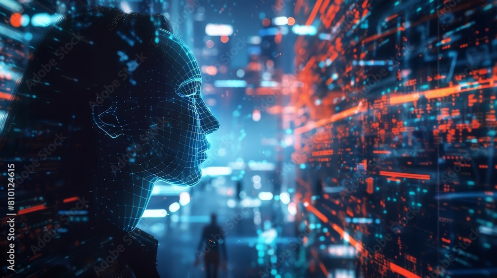 Futuristic scene showcasing AI-powered speech-to-text technologies ... Futuristic scene showcasing AI-powered speech-to-text technologies ...