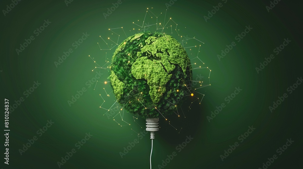 Continuous line art green energy plug concept. Sustainable power ...