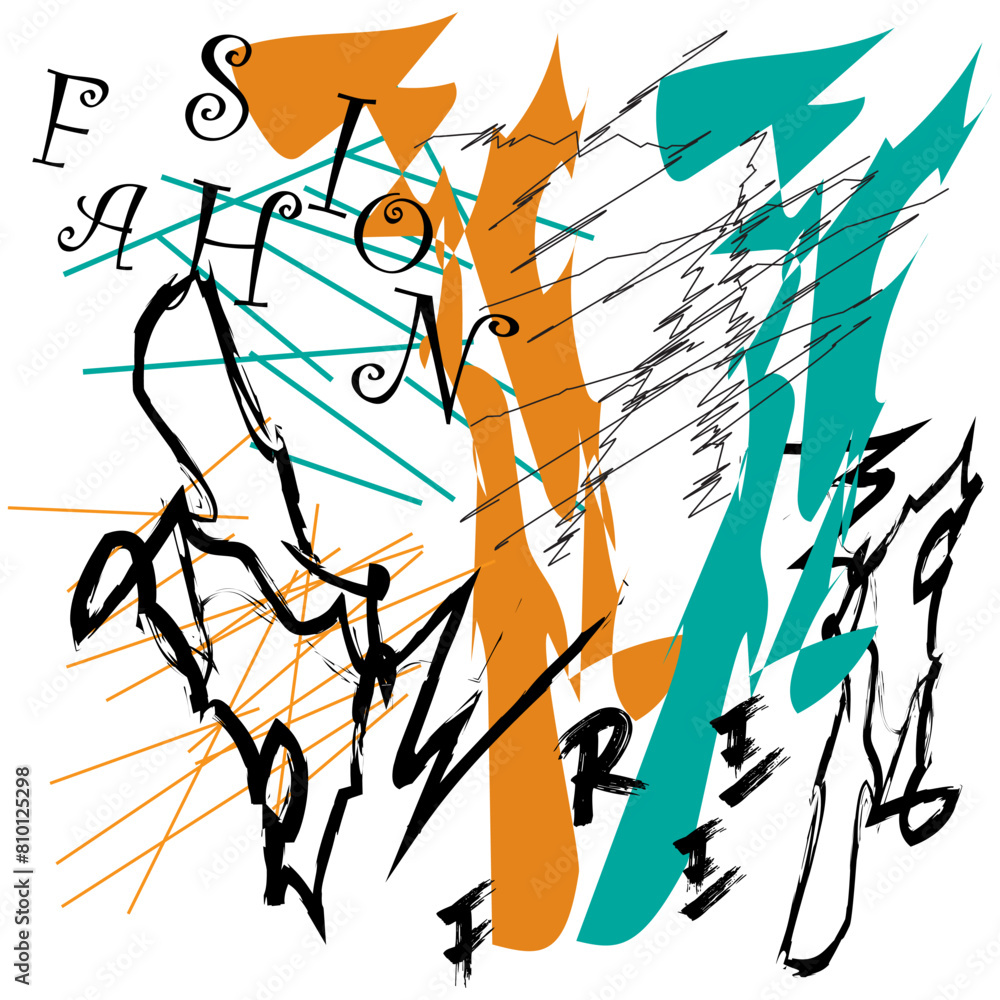 Geometric brush writing slogan color design pattern background abstract ...