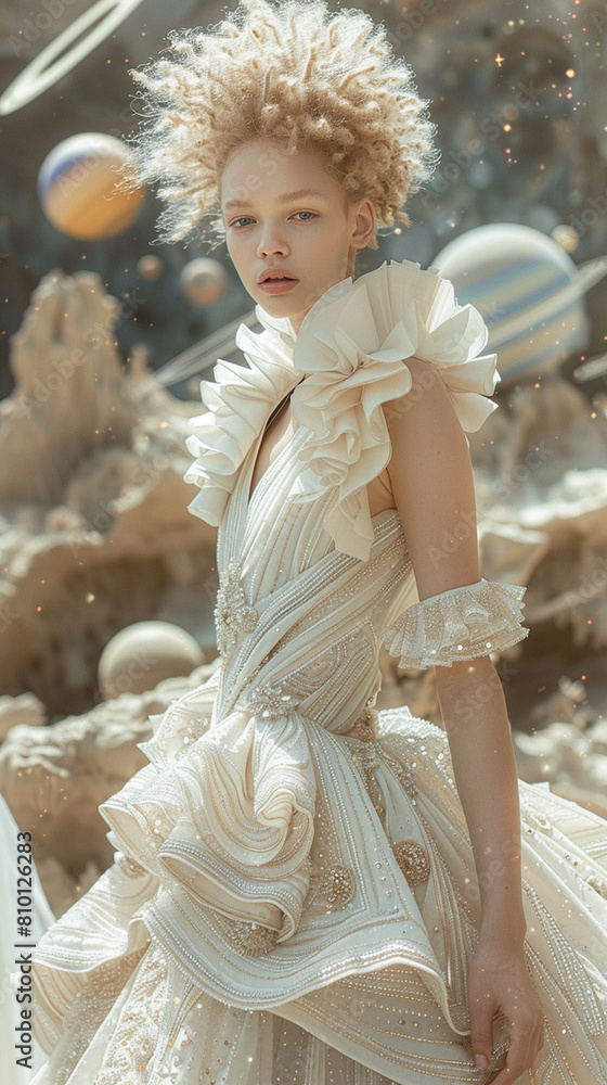 Beautiful top model woman in the space, futuristic space. AI Generated ...