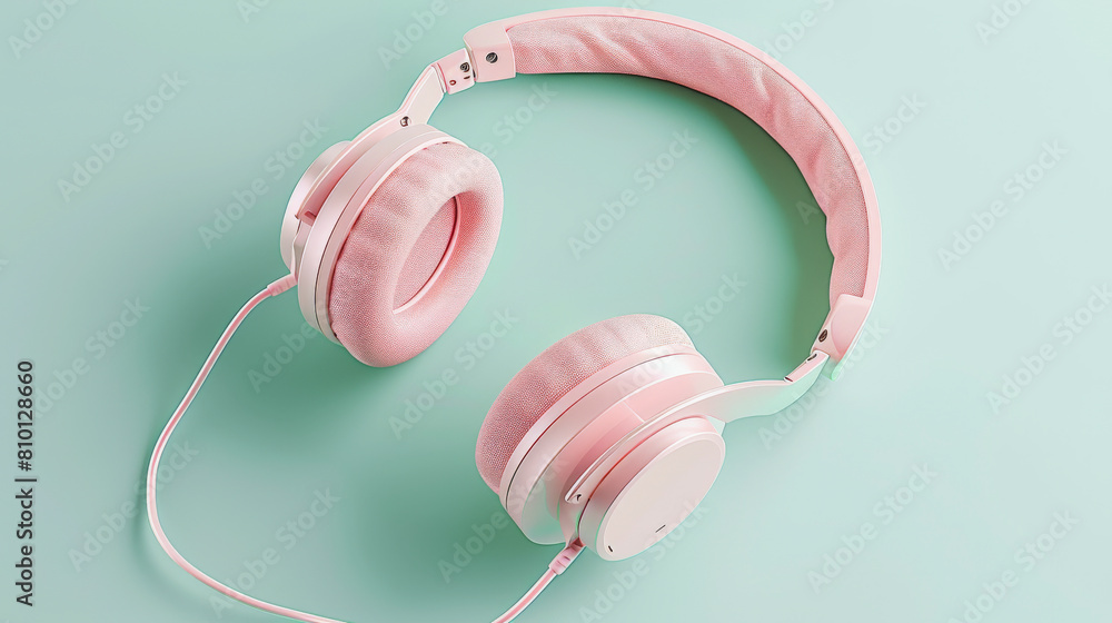 Pastel pink over-ear headphones with soft cushions, white accents, and ...