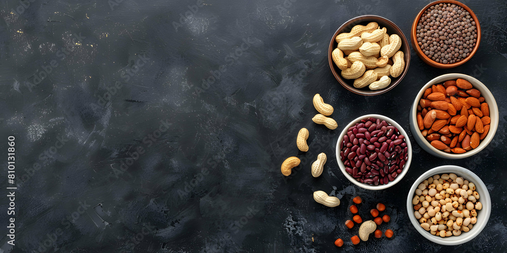 vue verticale d'un assortiment de fruits et fruit secs sur un plan de ...