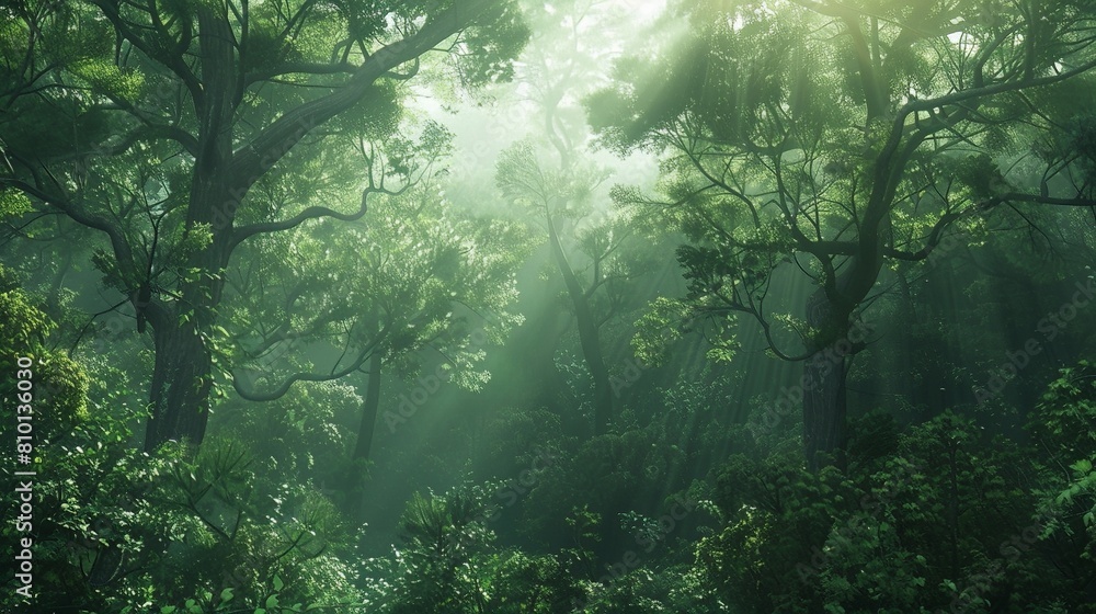 Forest Background: A dense forest provides a rich, textured background ...