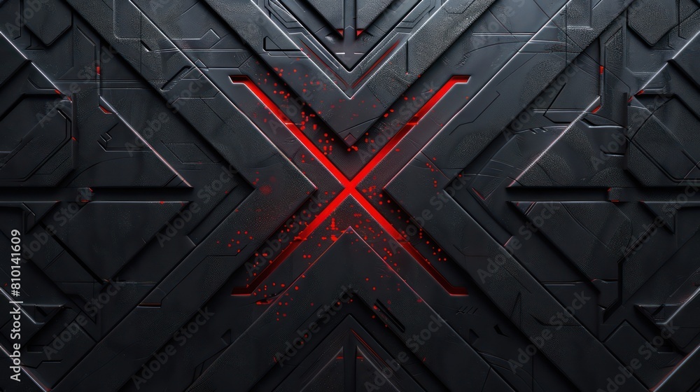 This image features a complex geometric pattern with a bold red X at ...